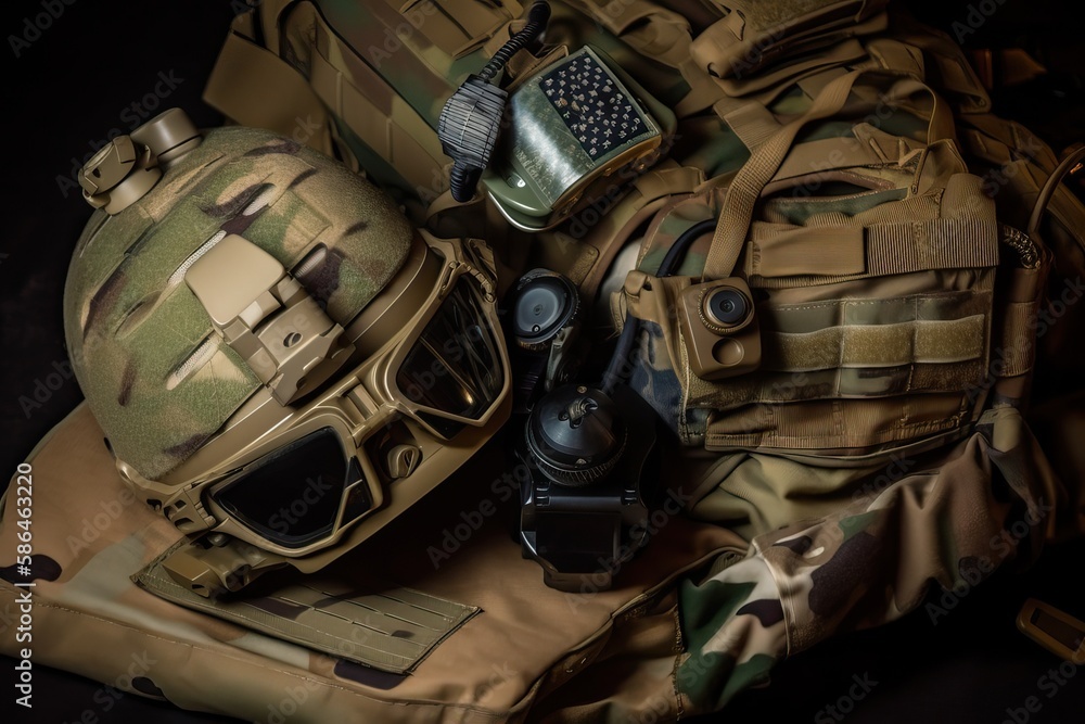 Special Forces Gear: FAST Helmet, NVGs, Plate Carrier Vest. Photo ...