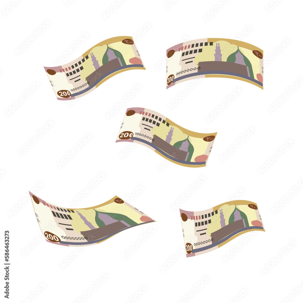 Egyptian Pound Vector Illustration. Egypt, Gaza Strip money set bundle ...
