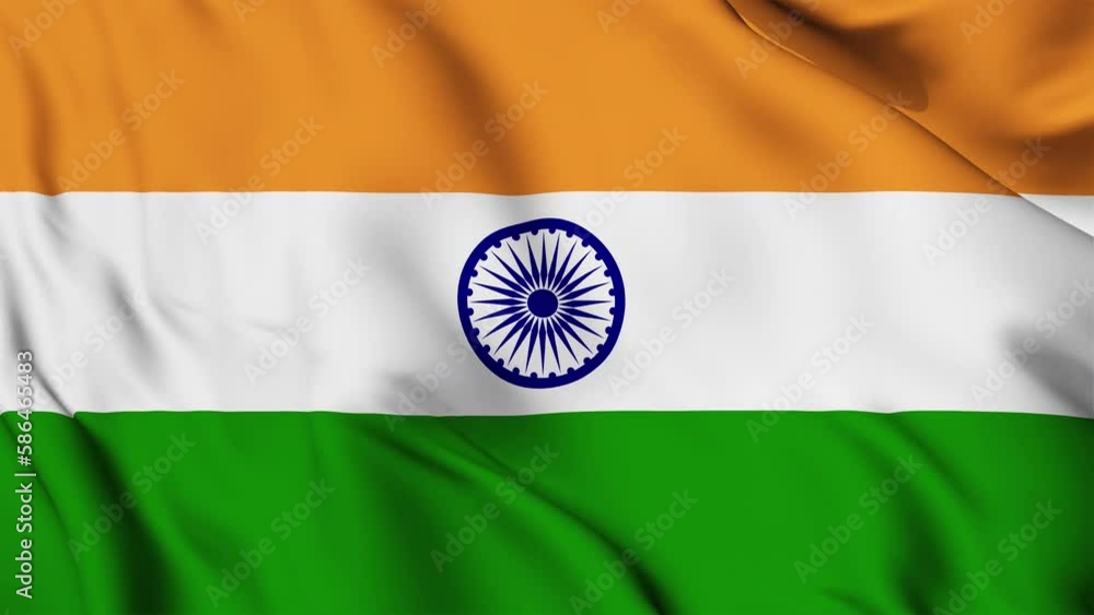 Seamless loop waving animation of the India flag. Indian Flag on ...