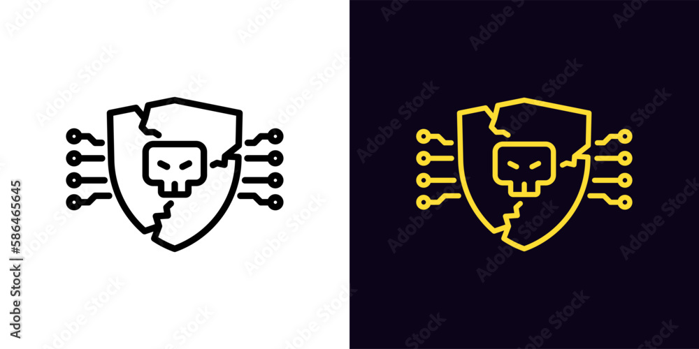 Vektorová grafika „Outline cyber attack icon, with editable stroke ...