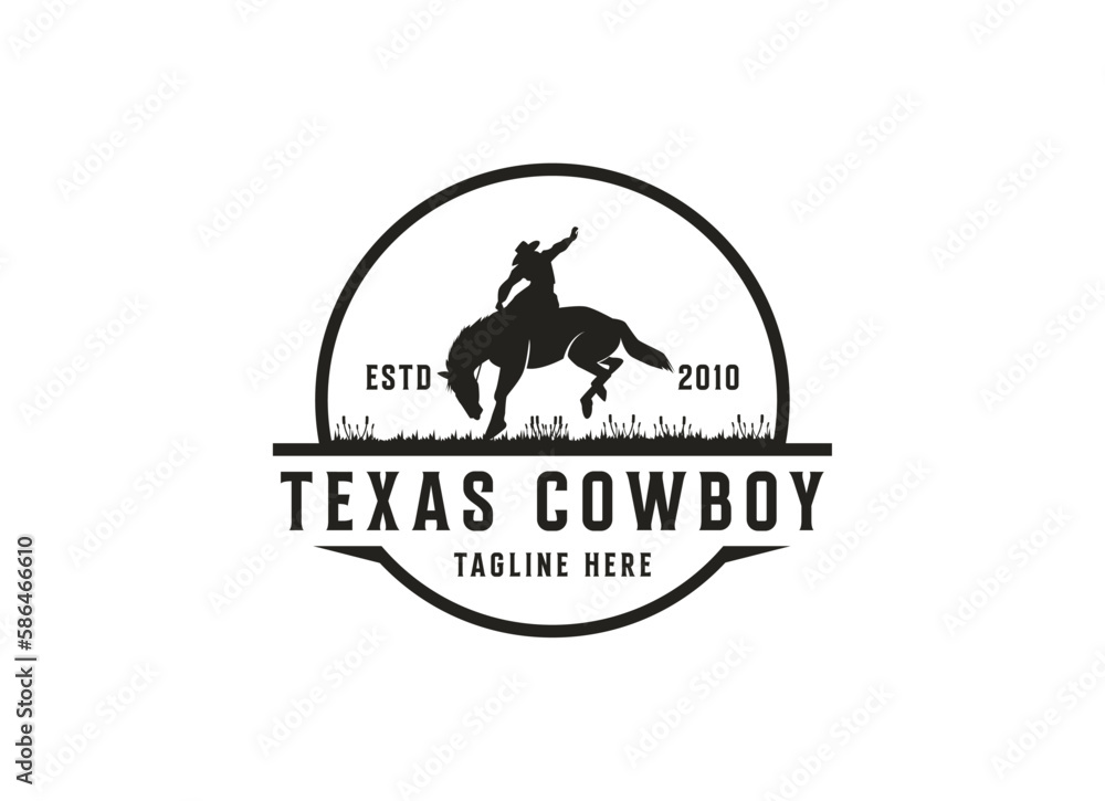 Vintage Cowboy texas rodeo style logo design Stock Vector | Adobe Stock