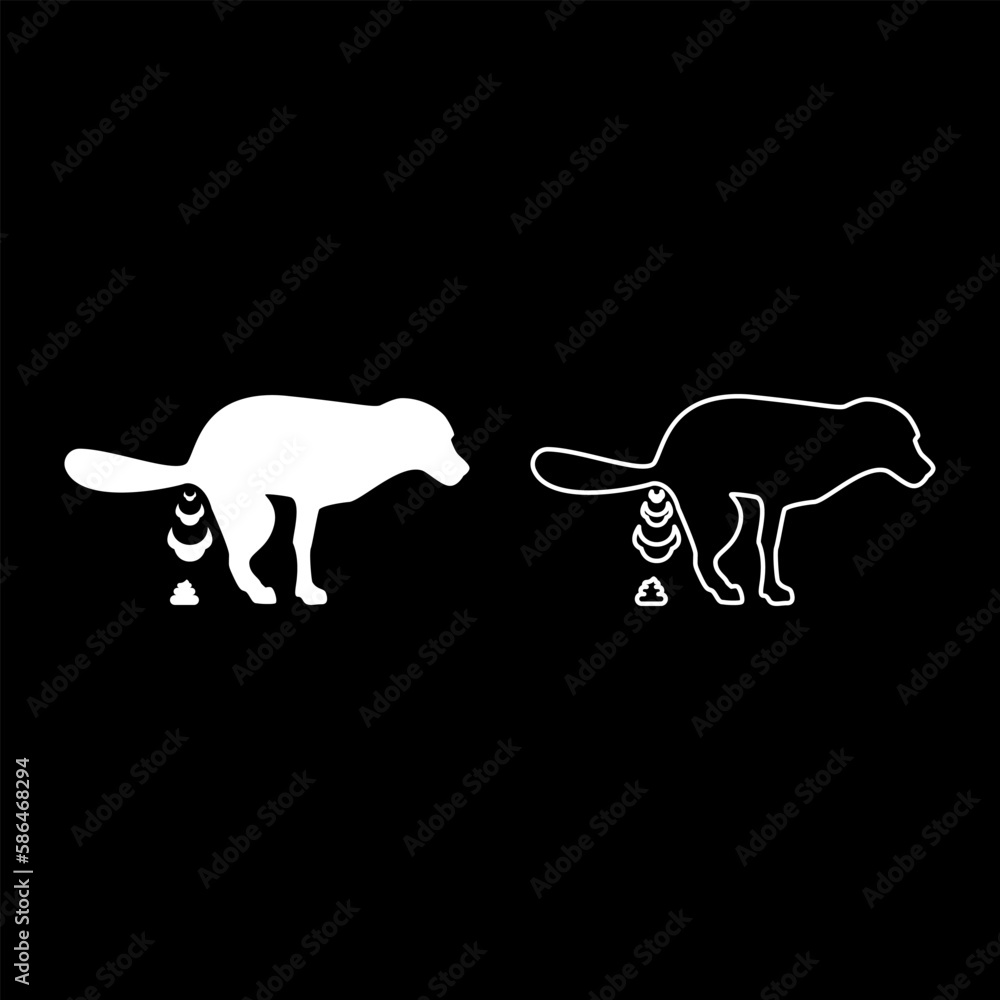 Vetor de Dog defecation poke pooping pet feces doing its toilet concept ...