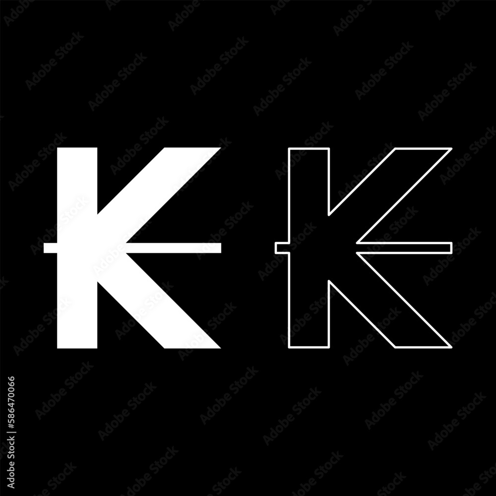 Sign kip currency symbol Laos set icon white color vector illustration ...