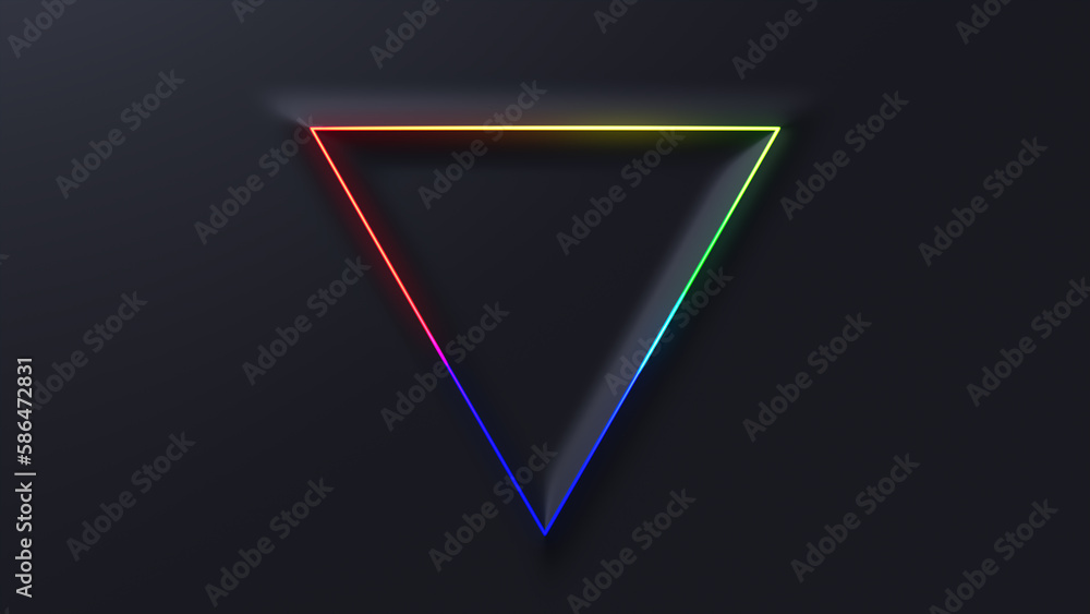 Minimalist Tech Background with Raised Triangle and Rainbow Illuminated ...