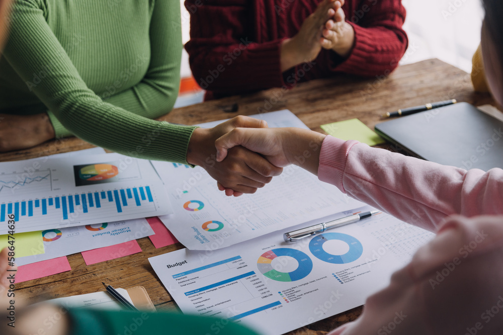 Business handshake for teamwork of business merger and acquisition ...