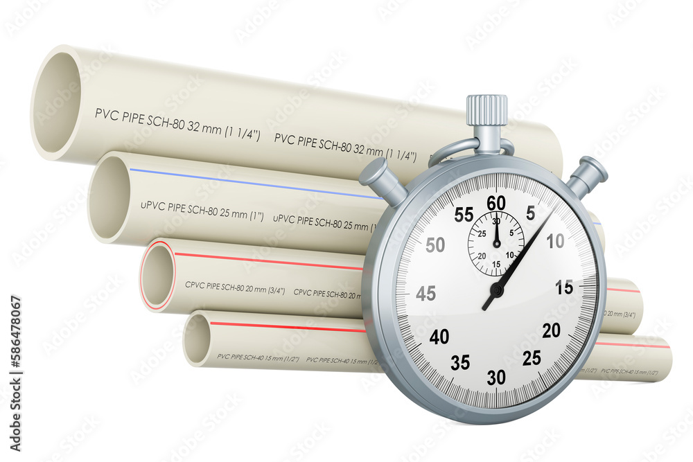 PVC pipes, composite pipe, uPVC pipe, cPVC pipe with stopwatch, 3D ...