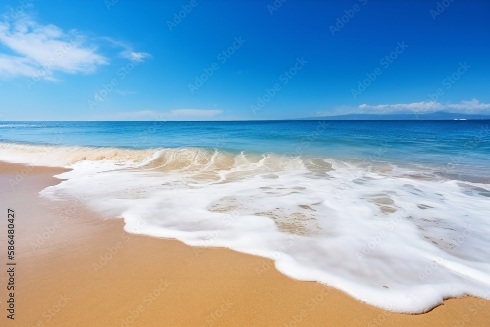 Beautiful sandy beach and soft blue ocean wave, nature, sea & ocean ...