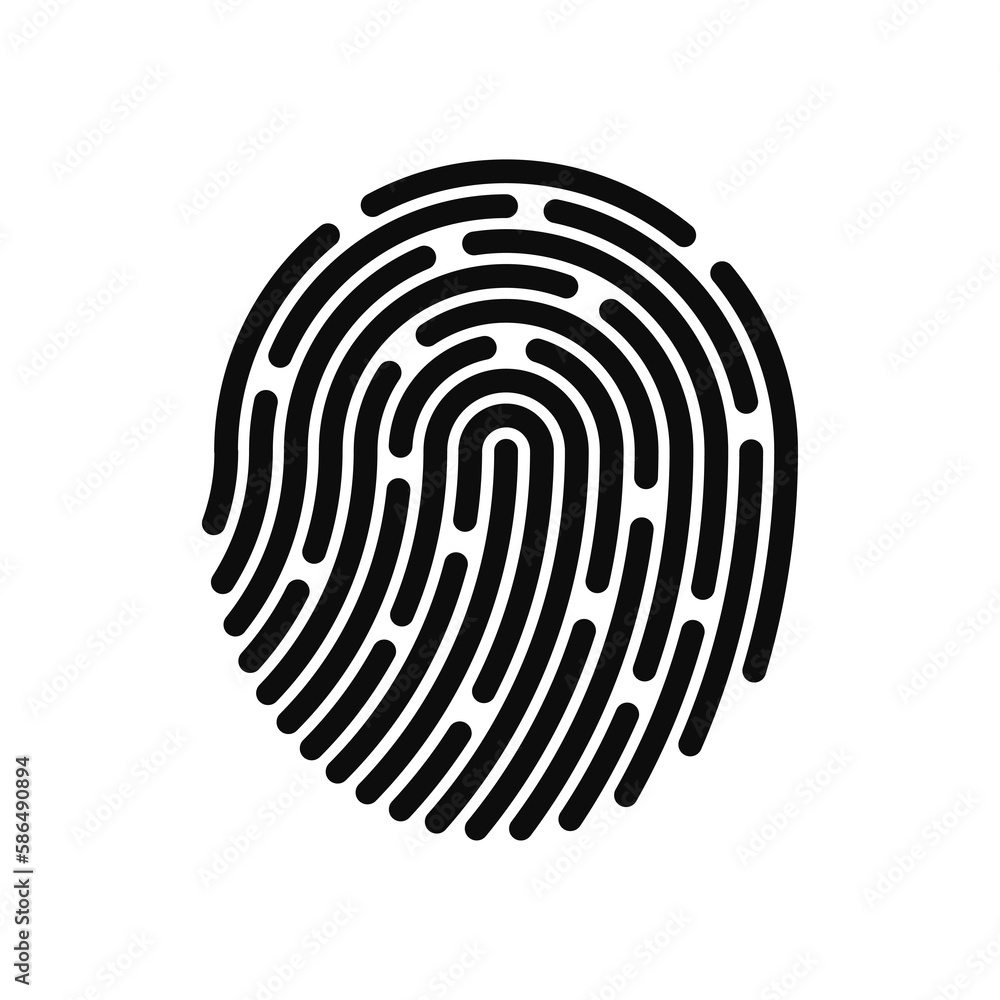 Fingerprint icon on transparent background. Fingerprint identification ...