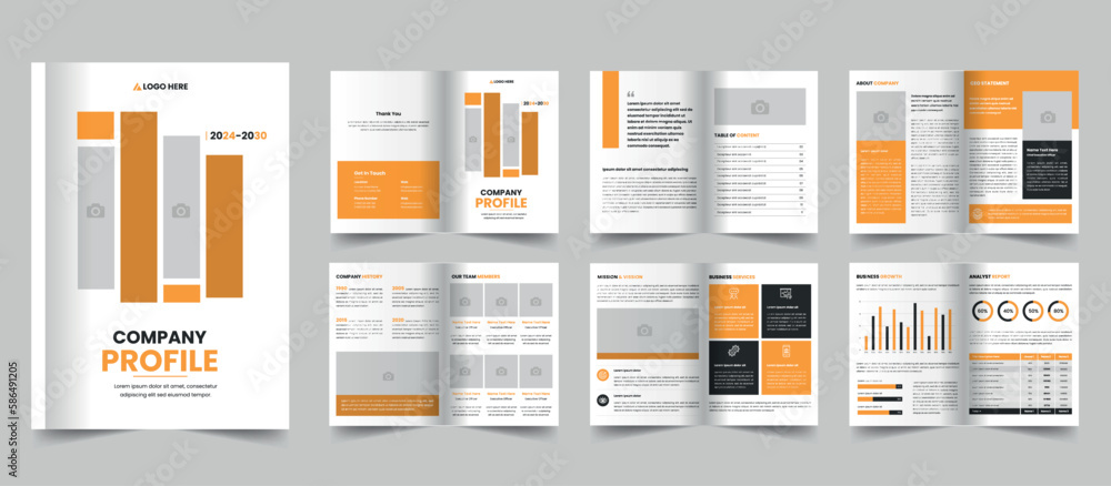 Minimalist company profile template, corporate business brochure layout ...