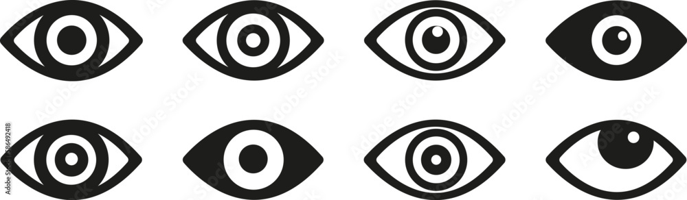 Eye icon set. Simple eyes collection. Symbol of eyesight Stock Vector ...
