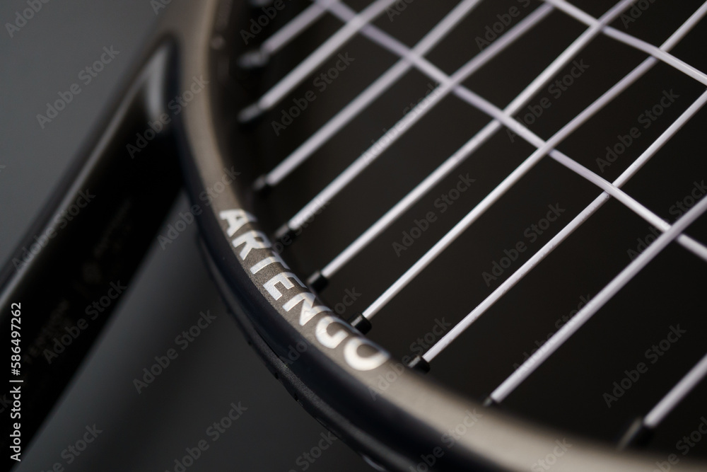 PHUKET, THAILAND - MAR 4, 2023: part of artengo tennis racket, artengo ...