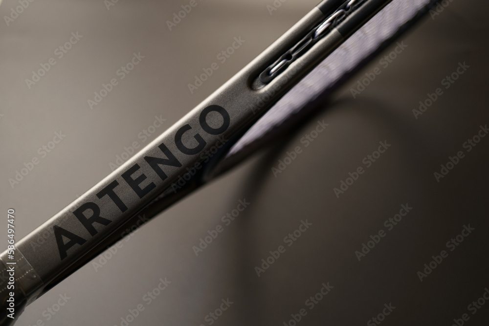 PHUKET, THAILAND - MAR 4, 2023: part of artengo tennis racket, artengo ...