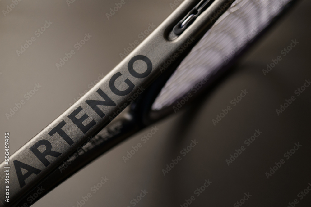 PHUKET, THAILAND - MAR 4, 2023: part of artengo tennis racket, artengo ...