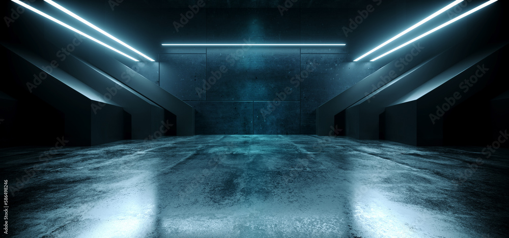 Alien Sci Fi Futuristic Spaceship Hangar Big Concrete Cement Asphalt ...