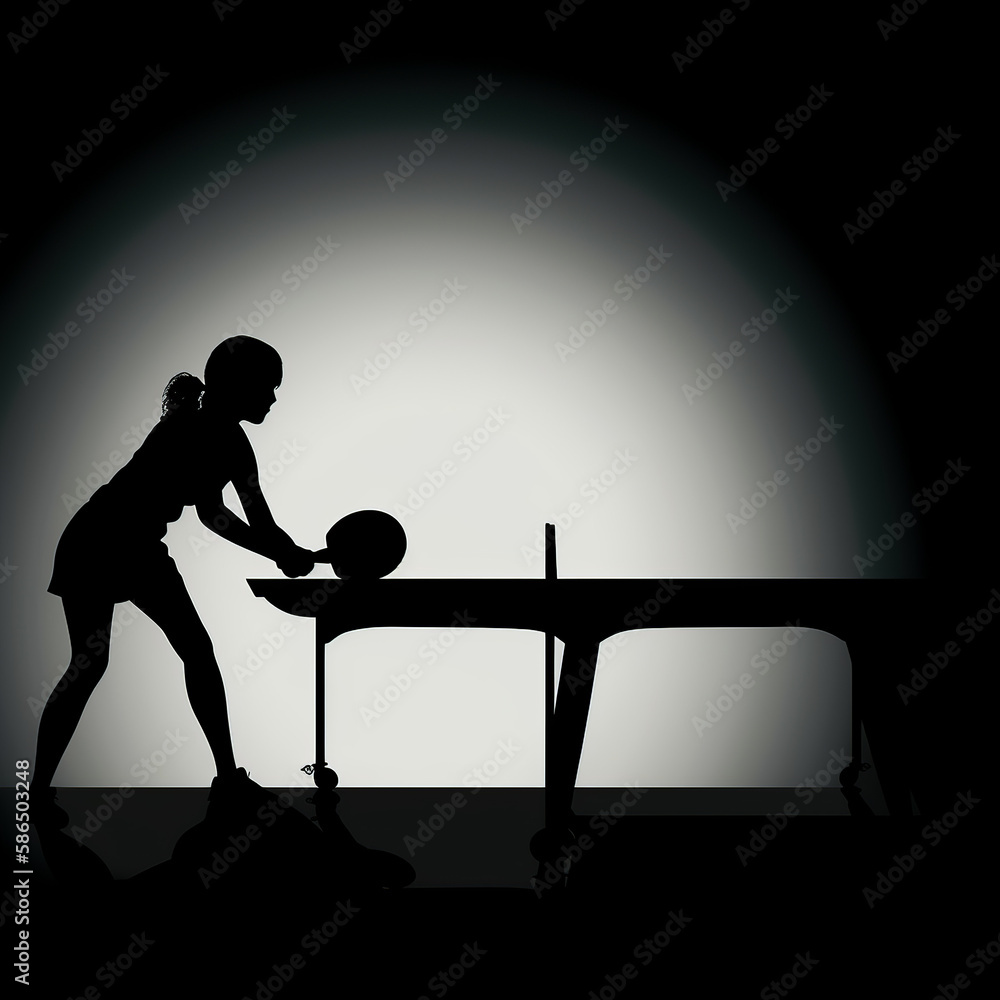 ping pong, ping, pong, silhouette, vector, people, couple, table ...