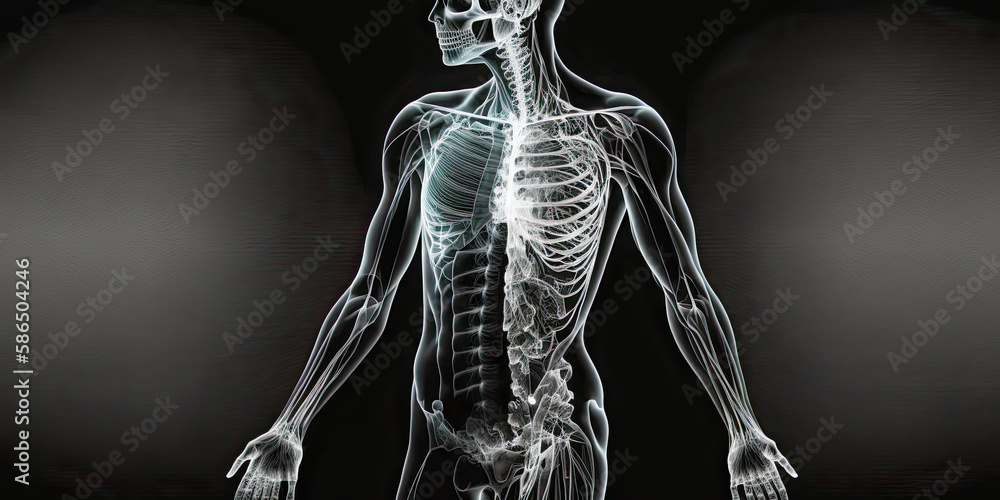 X-ray of full human body: An image of the entire human body, including ...