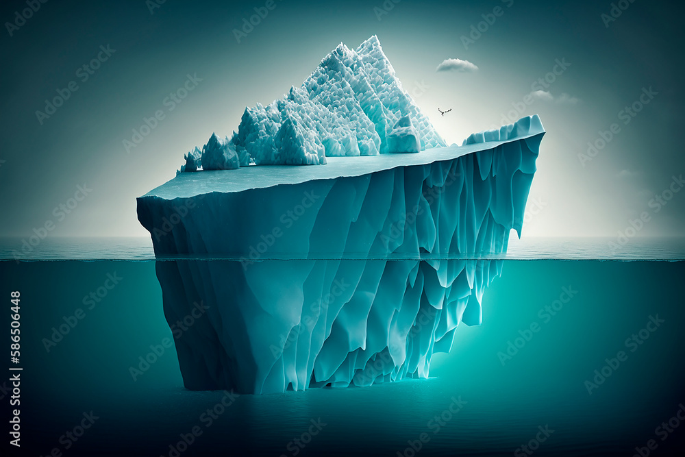 Ilustração do Stock: Iceberg floating in ocean. Huge white block of ice ...