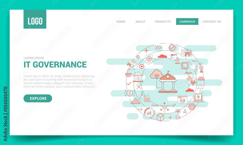 it governance technology concept with circle icon for website template ...