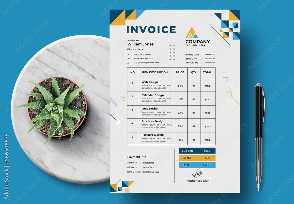 Creative Invoice Design Template Stock Template | Adobe Stock