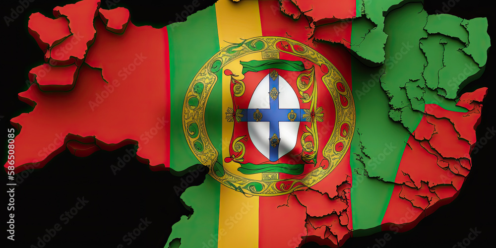 Map of Portugal in Portugal flag colors: A map of Portugal with the ...