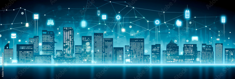 iot background, horizontal layout banner with copy space, generative ai ...