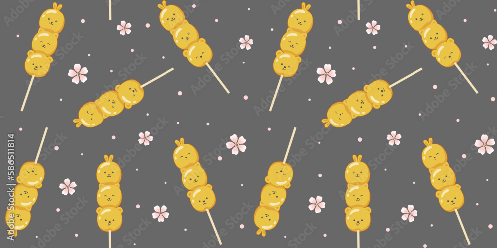 Kawaii Dango in the form of cute animals on a gray background with ...