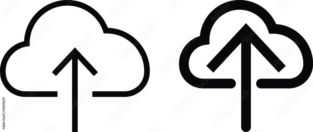 Upload icon sheet, simple trendy flat style line and solid Isolated ...