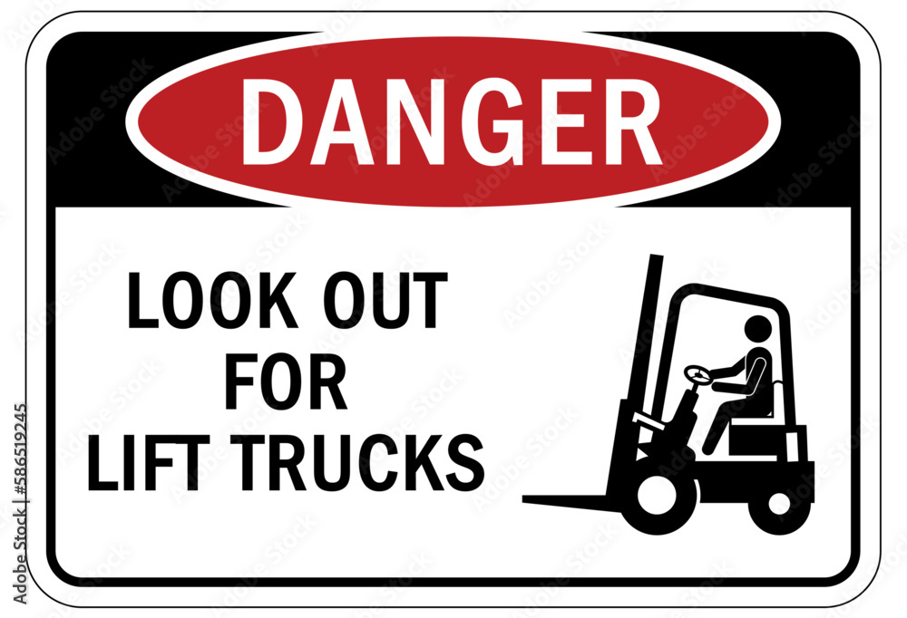 Forklift safety sign and labels look out for lift truck Stock Vector ...