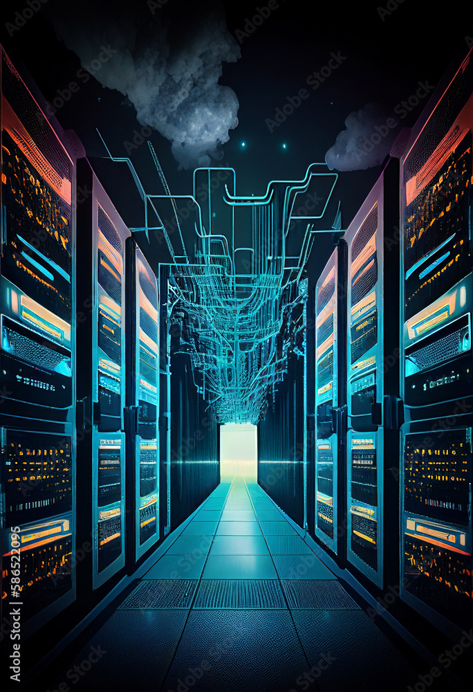 Cloud Storage Big Data Centre For Storing Backup Files And Security At A Network Database