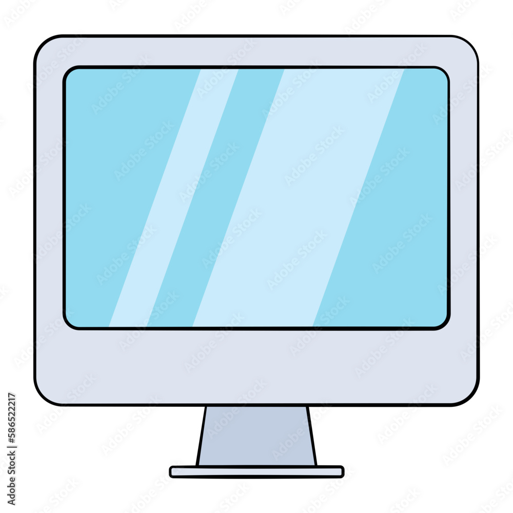 Computer All-in-One with blank screen. Icon. Cartoon. Vector ...