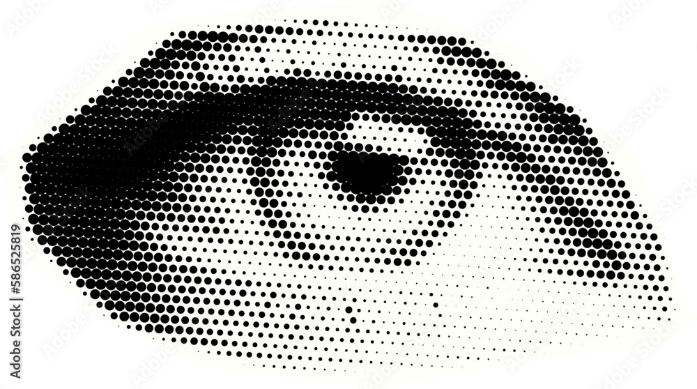 Retro halftone collage eye for mixed media design. Open human eye in ... Retro halftone collage eye for mixed media design. Open human eye in ...