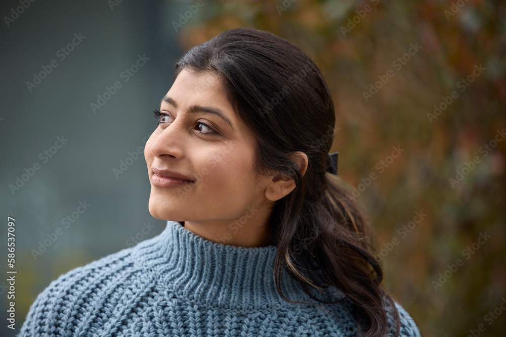 Head And Shoulders Portrait Of Beautiful And Natural South Asian Woman ...