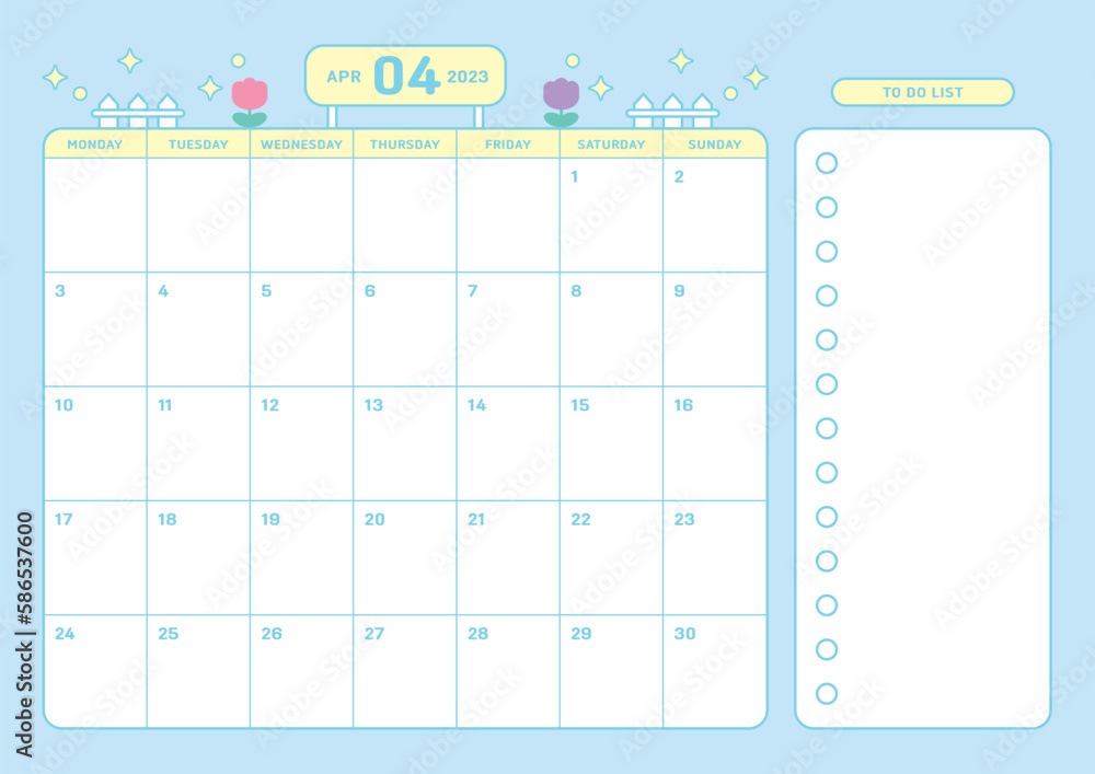April 2023 simple design digital and printable calendar template ...