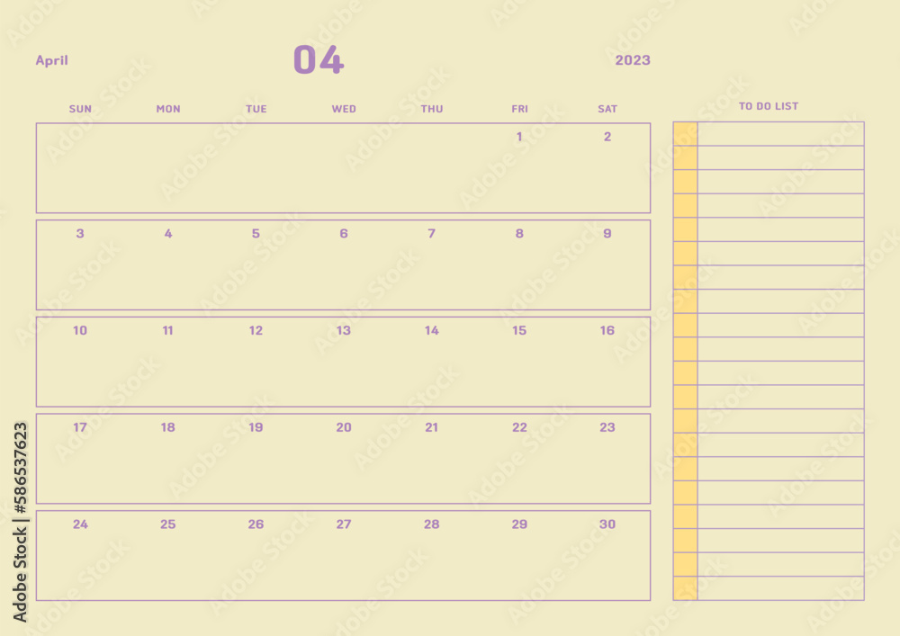 April 2023 simple design digital and printable calendar template ...