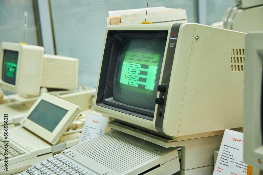 MOSCOW, Russia - May 7, 2022: Museum of Old Apple Computers. The first ...