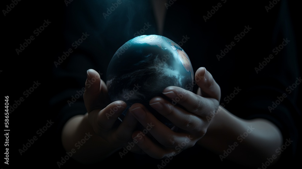 Hand holding the Earth planet. Earth day concept . Ai generated. Stock ...
