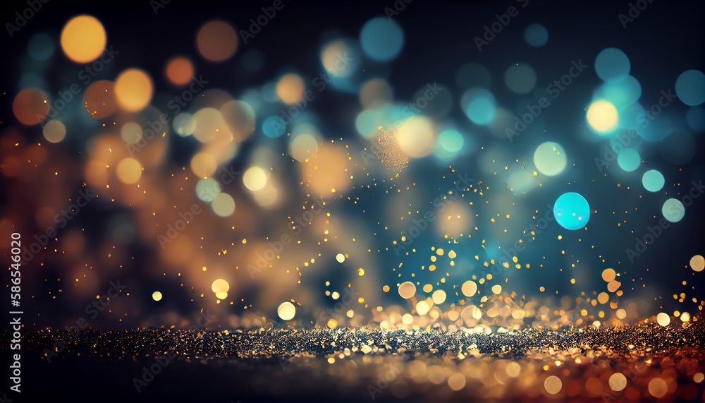 Abstract background with mixture of gold and blue colors and defocused ...