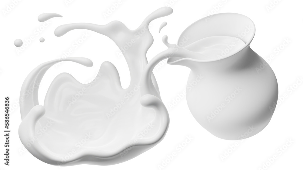 Milk Poured Into Pitcher Milk Splash Png File , 3D Rendering, 3D Illustration Stock Illustration ...