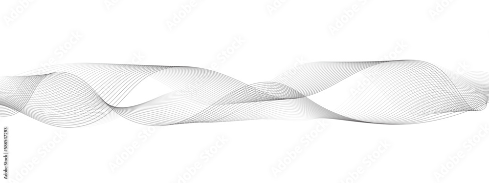 Abstract grey wave lines on transparent background. Digital frequency ...