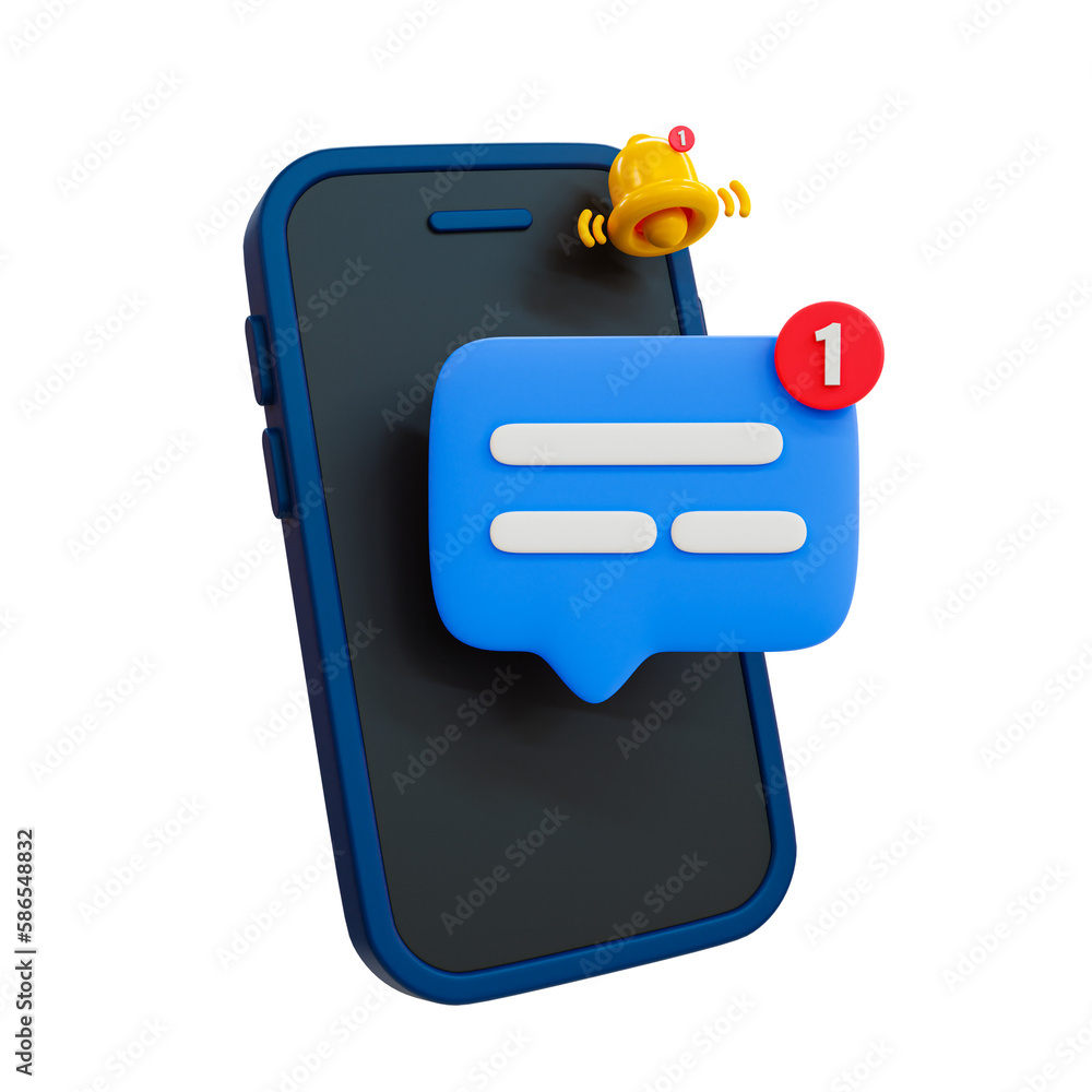 3d minimal Notify of unread messages. social media chat message ...
