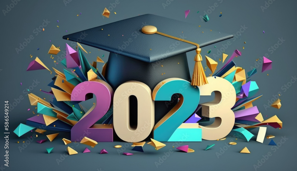 Graduation greeting 2023 3D design. AI Generated. Stock Illustration ...