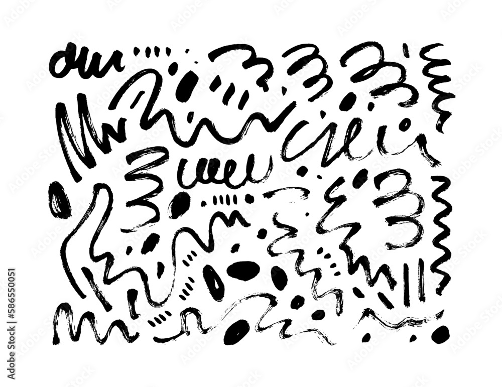 Photo & Art Print Pencil and brush curly lines and squiggles ...