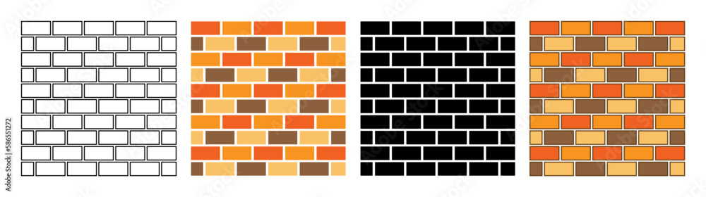 Brick wall. Seamless pattern of brickwork. Isolated vector illustration ...