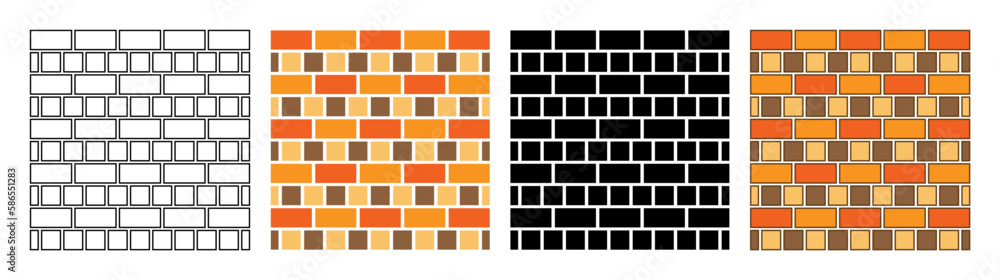 Brick wall. Seamless pattern of brickwork. Isolated vector illustration ...