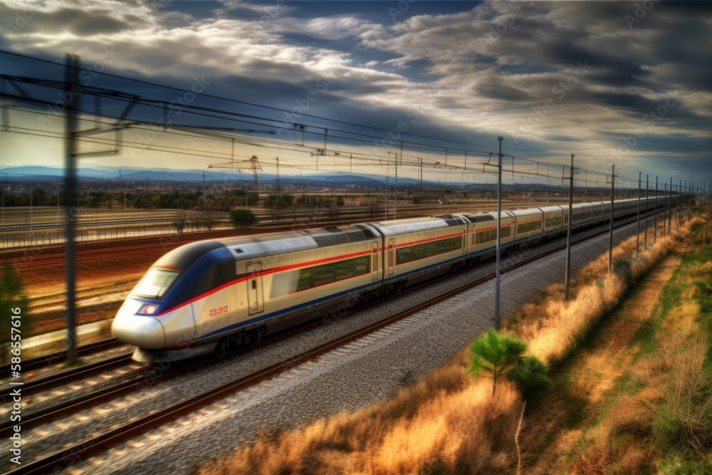 Sleek and streamlined, the high-speed train hurtles through the ...
