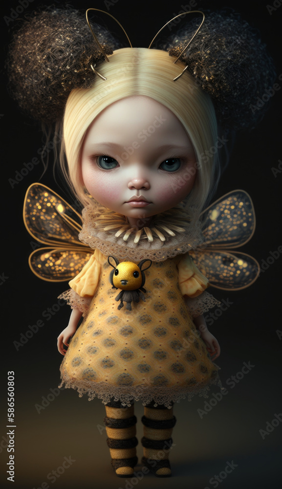 Exclusive and collectible girl doll bee, bumblebee in a beautiful and ...