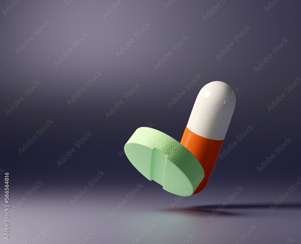 modern layout of pill and capsule in 3d rendering background for UI ...