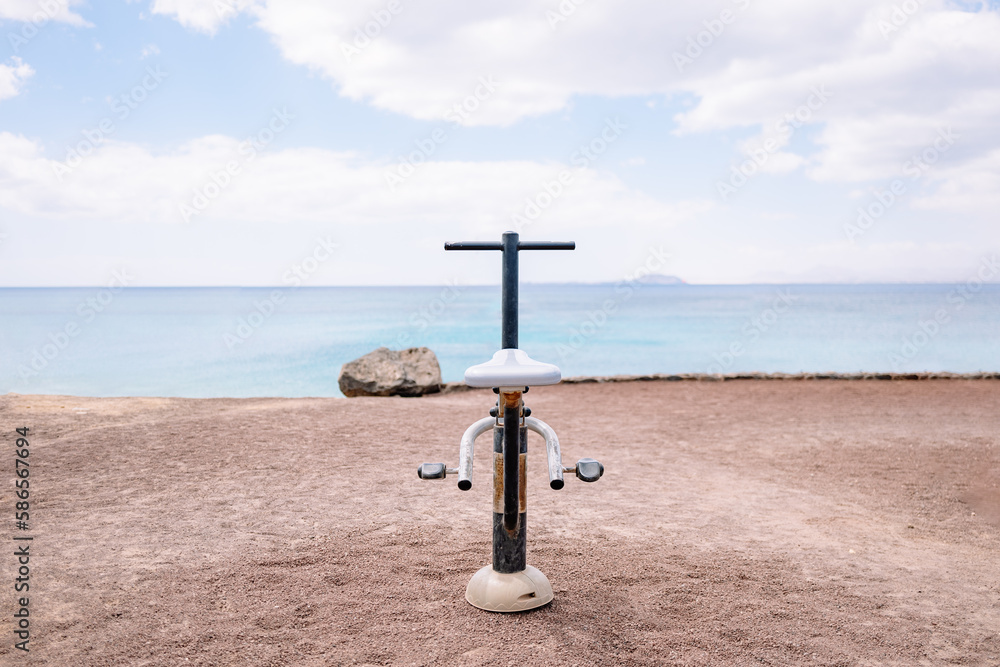 Stationary cycle attached to ground for open air exercise Stock Photo ...