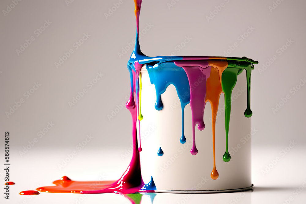 Paint can splash on white background. Paint can splashing RGB colors ...