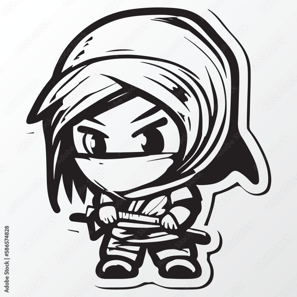 Cartoon ninja character sketch in anime style Stock Vector | Adobe Stock